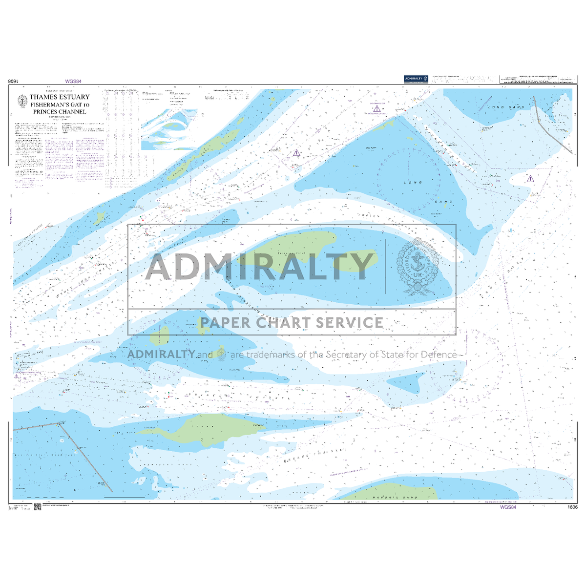 Admiralty Chart 1606: Thames Estuary Fisherman's Gat to Princes Channe ...