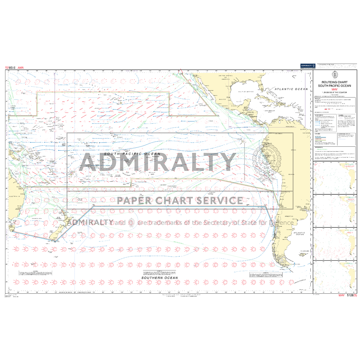 Admiralty Routeing Chart 5128(5): South Pacific Ocean - May ...